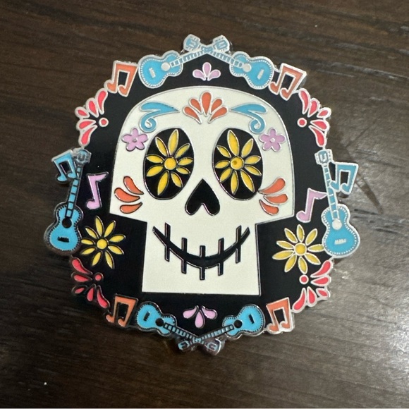 Disney | Jewelry | Disney Coco Sugar Skull Music Notes Guitar Pixar Pin ...